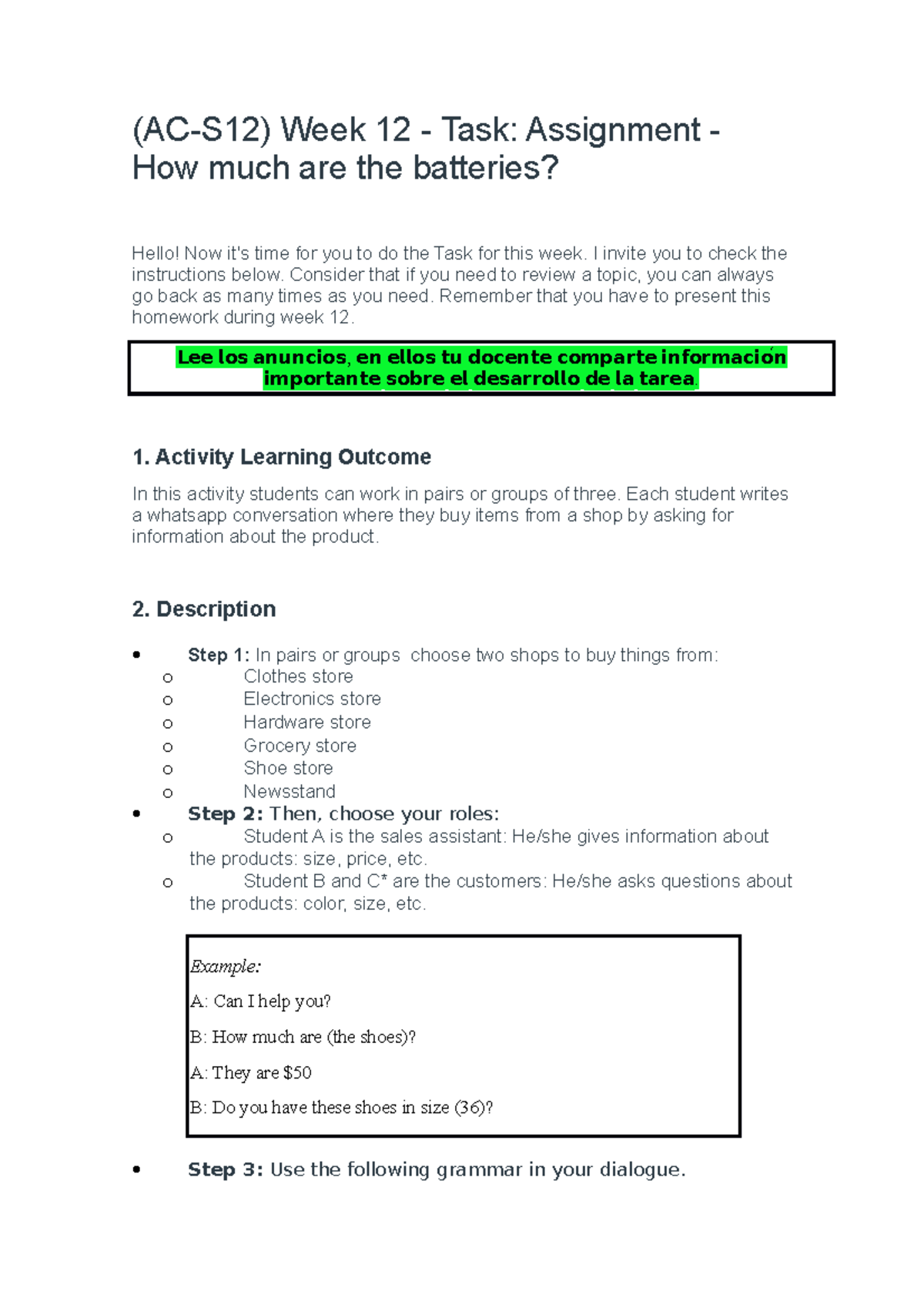 AC week 12 - II - indicaciones de la actividad - (AC-S12) Week 12 ...