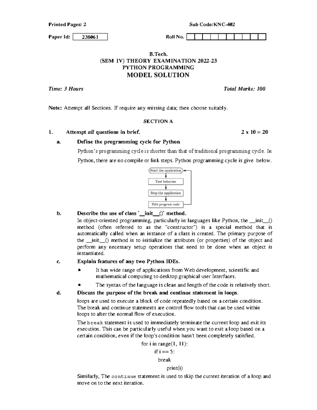180823000022 Python Sol Knc402 Printed Pages 2 Sub Codeknc Paper Id Roll No B Sem Iv