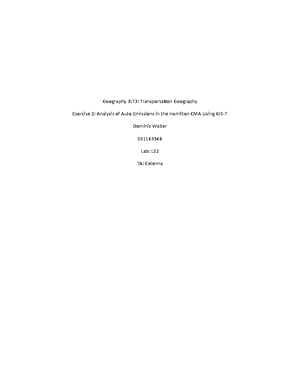 Transport Lab 1 - LAB 1 file - Geog 3LT3: Transportation Geography ...