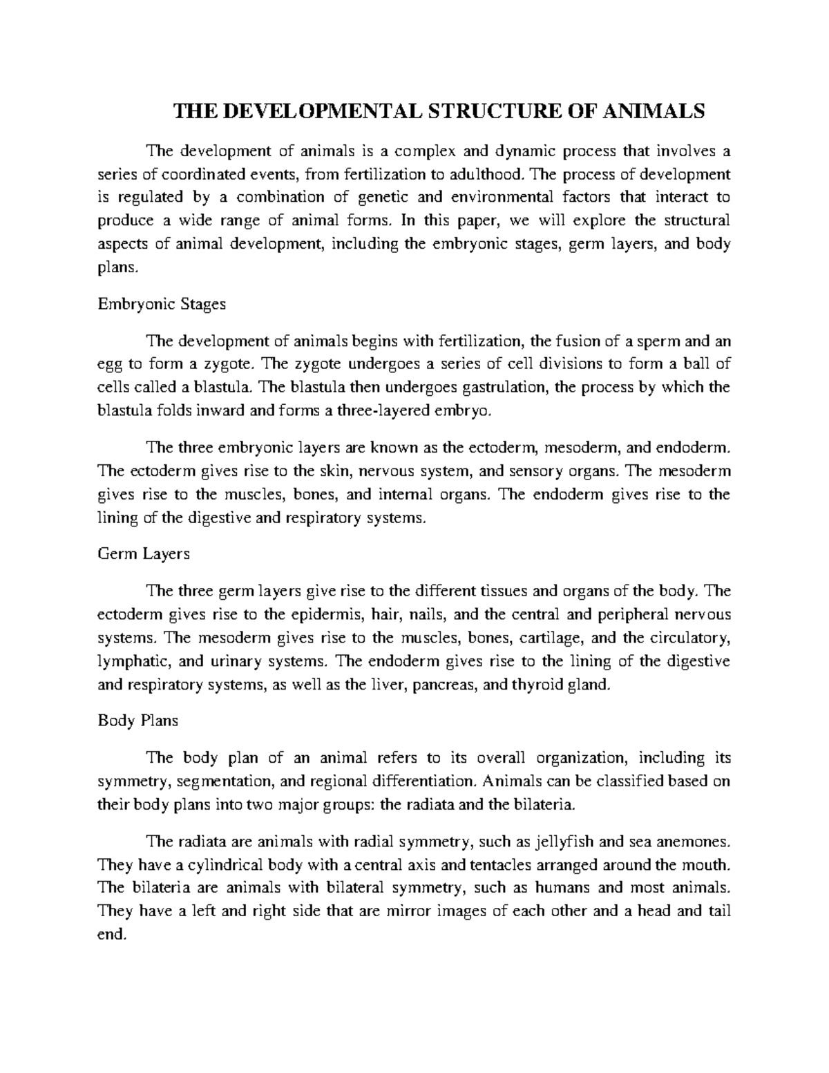 The Developmental Structure of Animals and Taxonomy - THE DEVELOPMENTAL ...