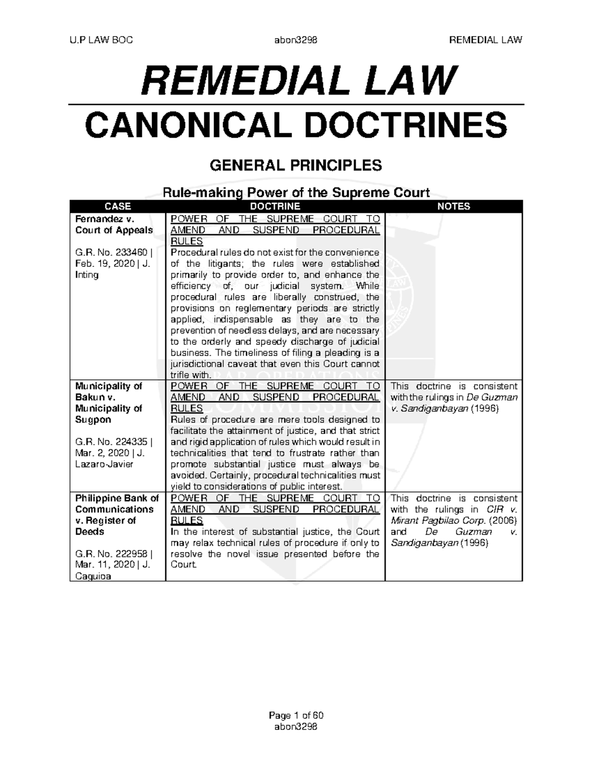 Rem-Canonical-Doctrines - Page 1 of 60 REMEDIAL LAW CANONICAL DOCTRINES ...