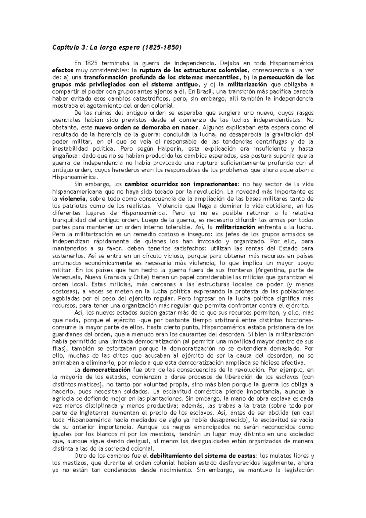 Capítulo 3 - Resumen del caítulo 3 de Halperín donghi - Capítulo 3: La larga espera (1825-1850 ...