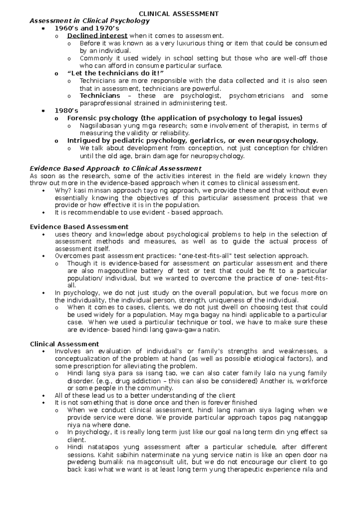 C4 and C5 Clinical Assessment - CLINICAL ASSESSMENT Assessment in ...