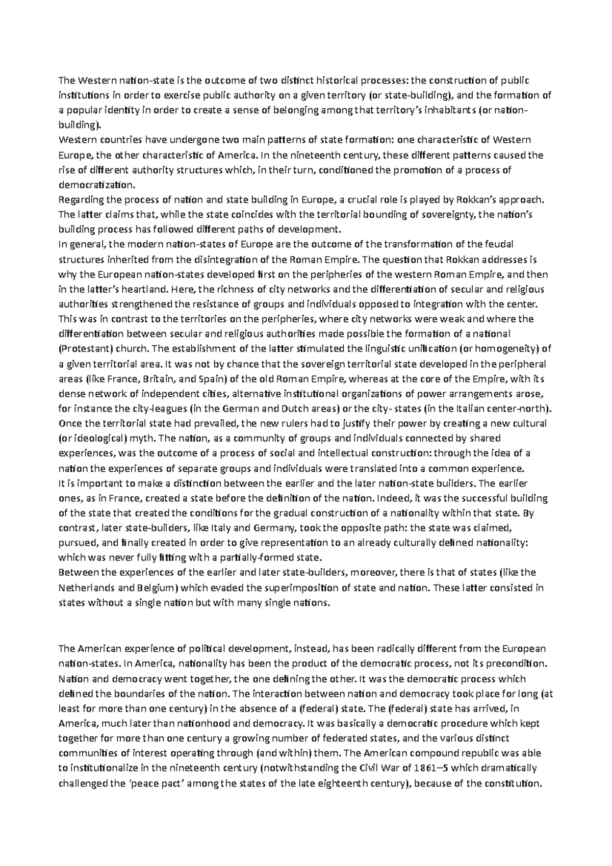 Nation- State Building USA vs EU - The Western nation-state is the ...