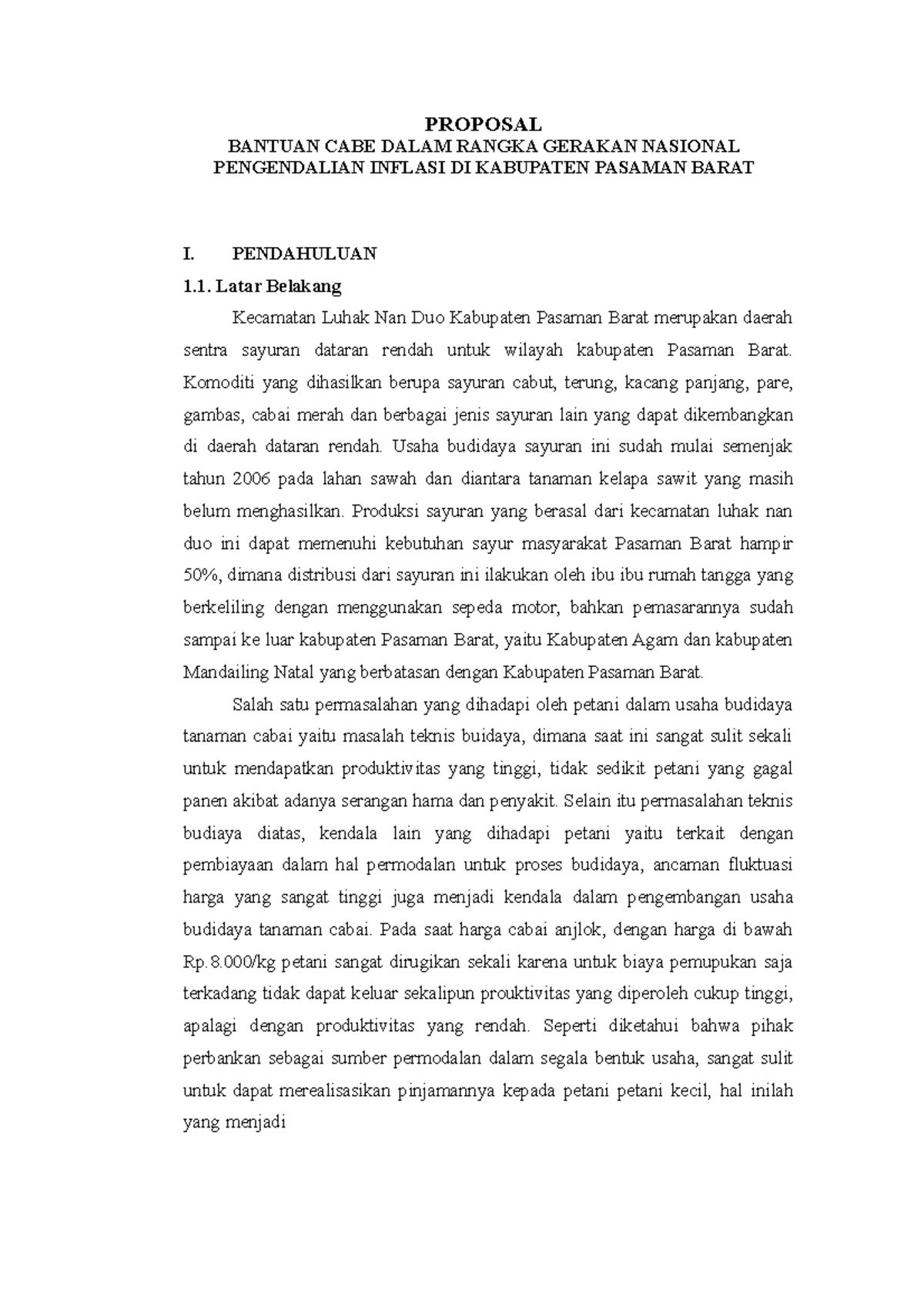 Proposal CABE AL - Ikhlas Dtphp - PROPOSAL BANTUAN CABE DALAM RANGKA GERAKAN NASIONAL ...