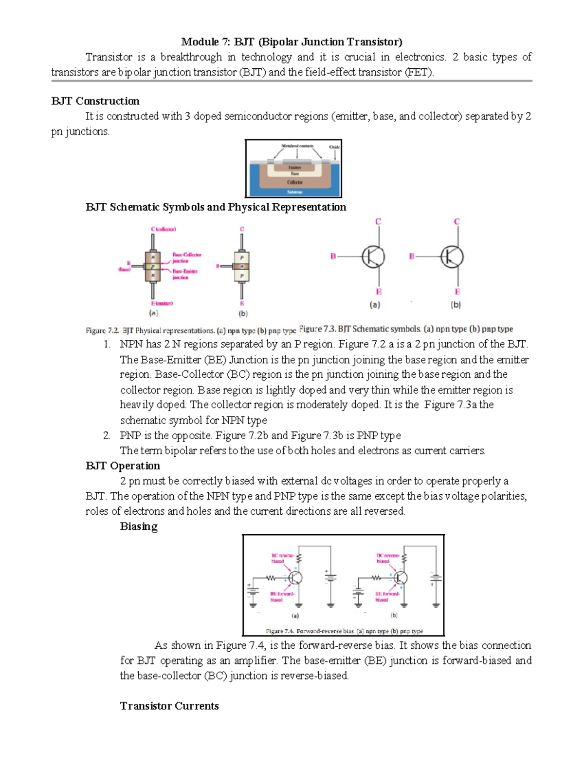 Funda of EC Finals Notes - Module 7: BJT (Bipolar Junction Transistor ...