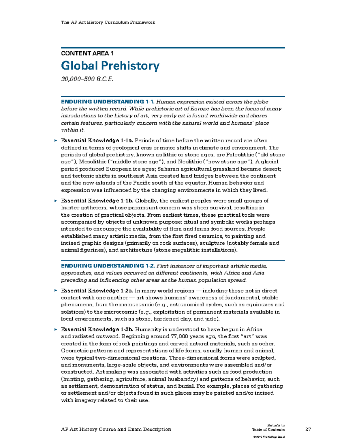 Apah 250 art works - CONTENT AREA 1 Global Prehistory 30,000–500 B.C ...