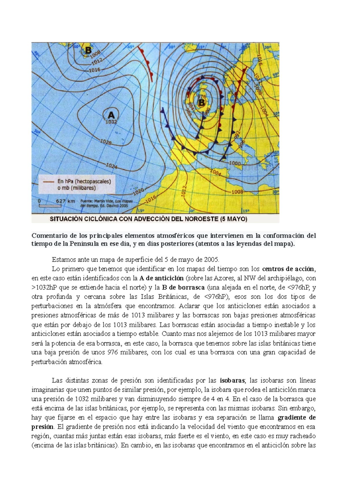 Comentario mapa tiempo - Comentario de los principales elementos ...
