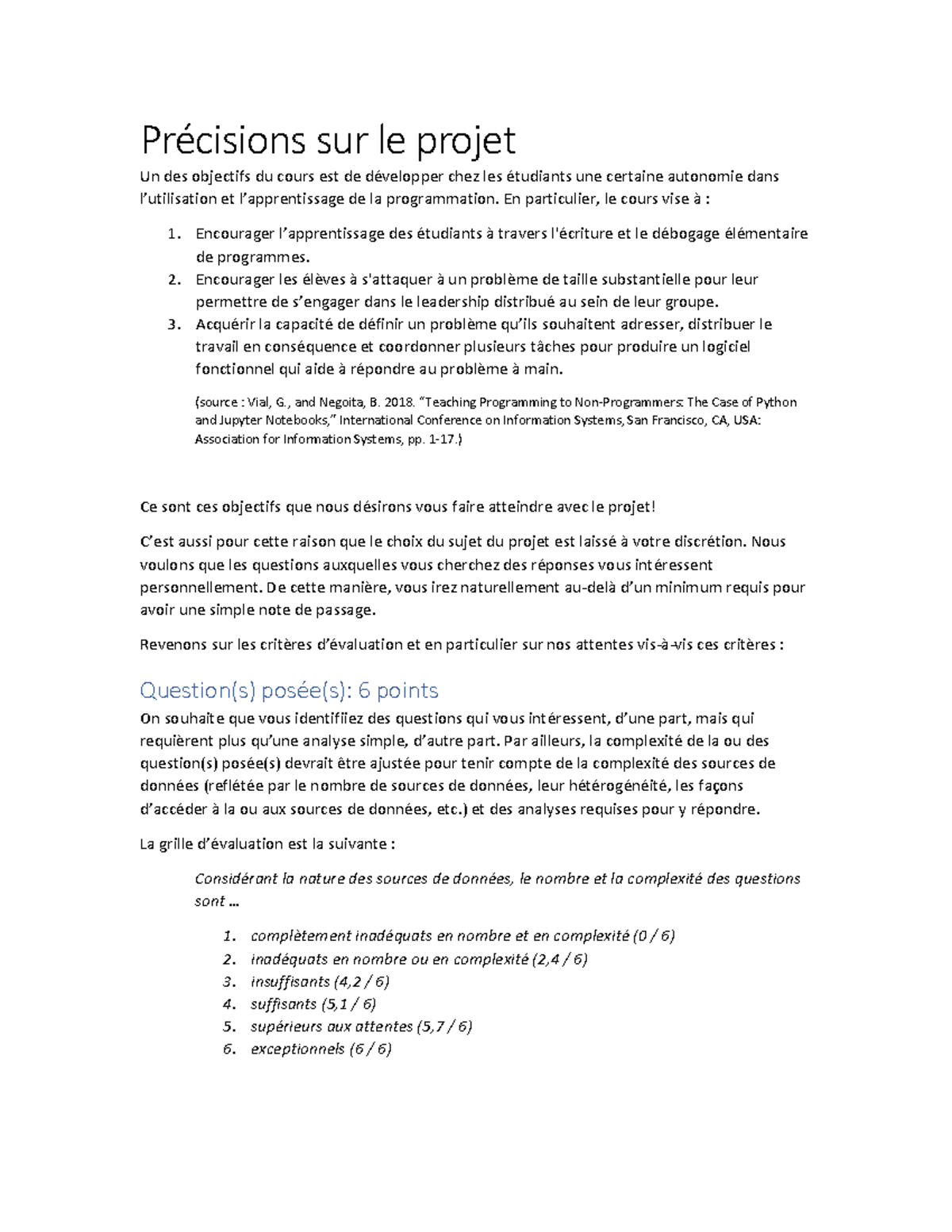 Description détaillée du projet - Précisions sur le projet Un des ...