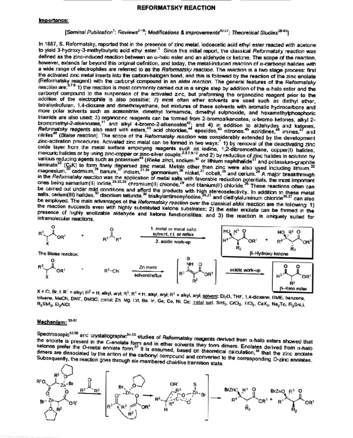 Reformatsky Reaction - REFORMATSKY REACTION importance [Seminal ...