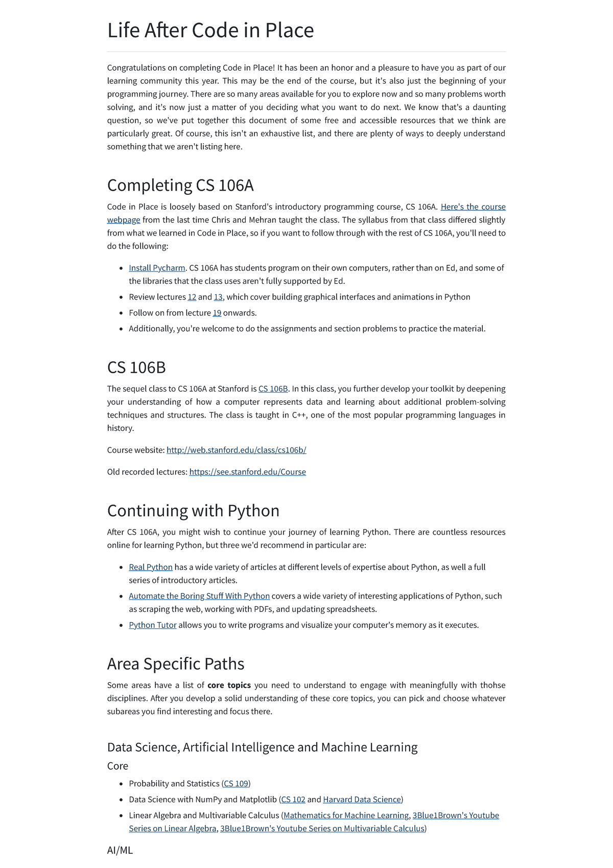 Coding Practices - Life Aer Code in Place Congratulations on completing ...