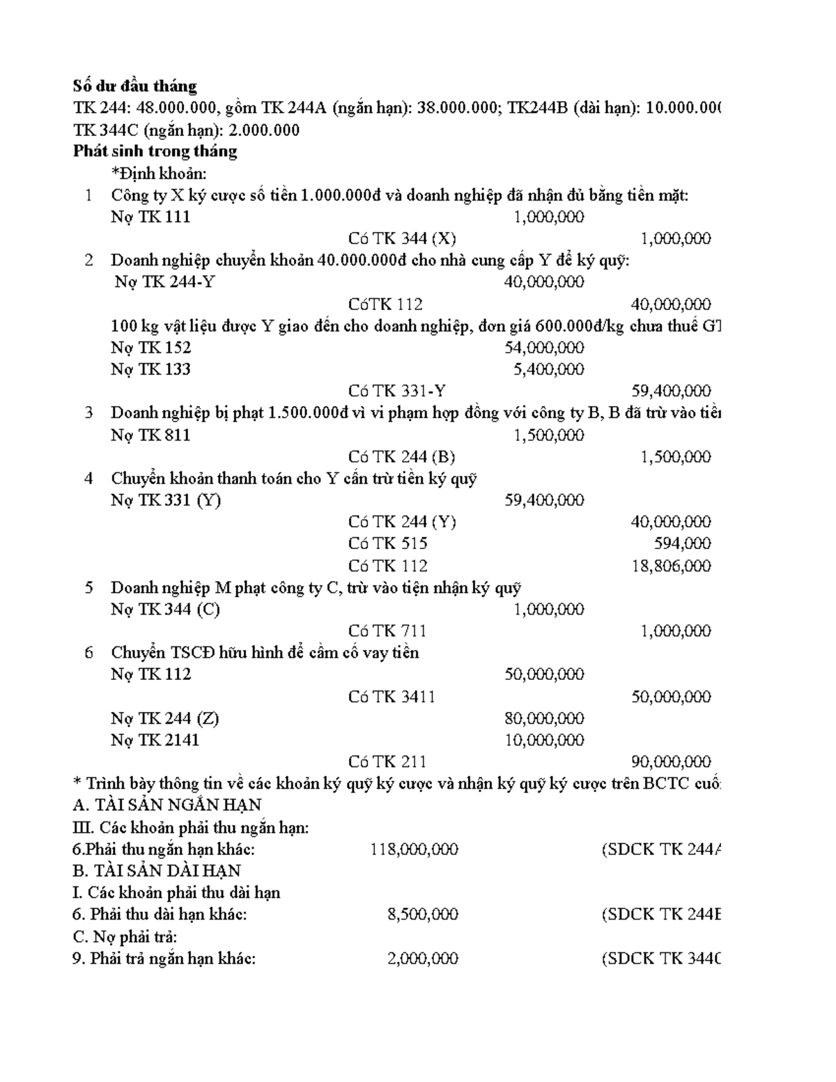 BT 17.4 kttc3 - BT 17.4 KTTC 3 - Số dư đầu tháng Phát sinh trong tháng *Định khoản: 1 Công ty X ...
