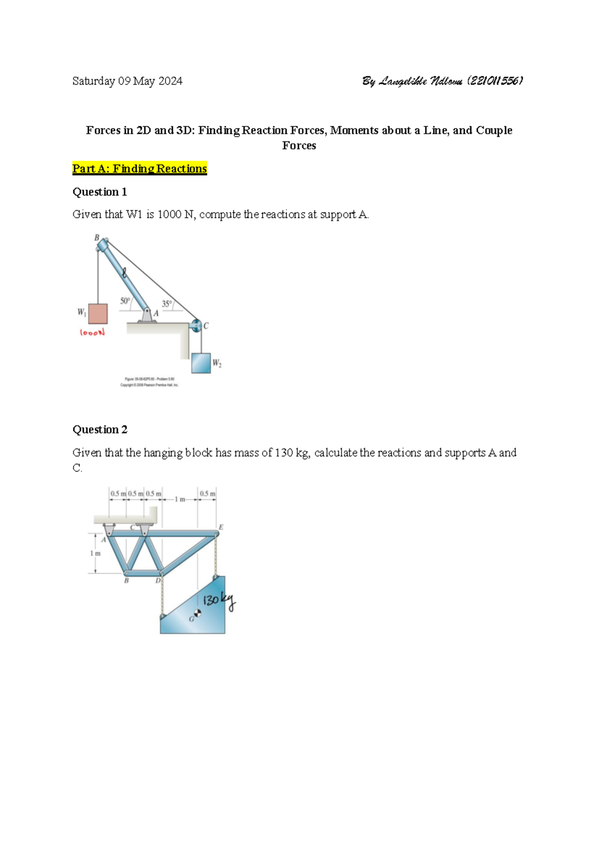 SI Session 15 and 16- Finding Reaction Forces, Moments about a Line ...