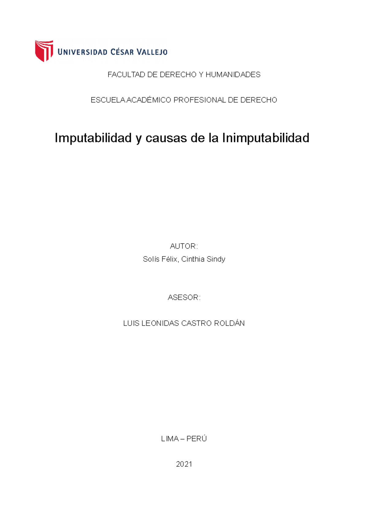 Imputabilidad en el derecho penal - FACULTAD DE DERECHO Y HUMANIDADES ...