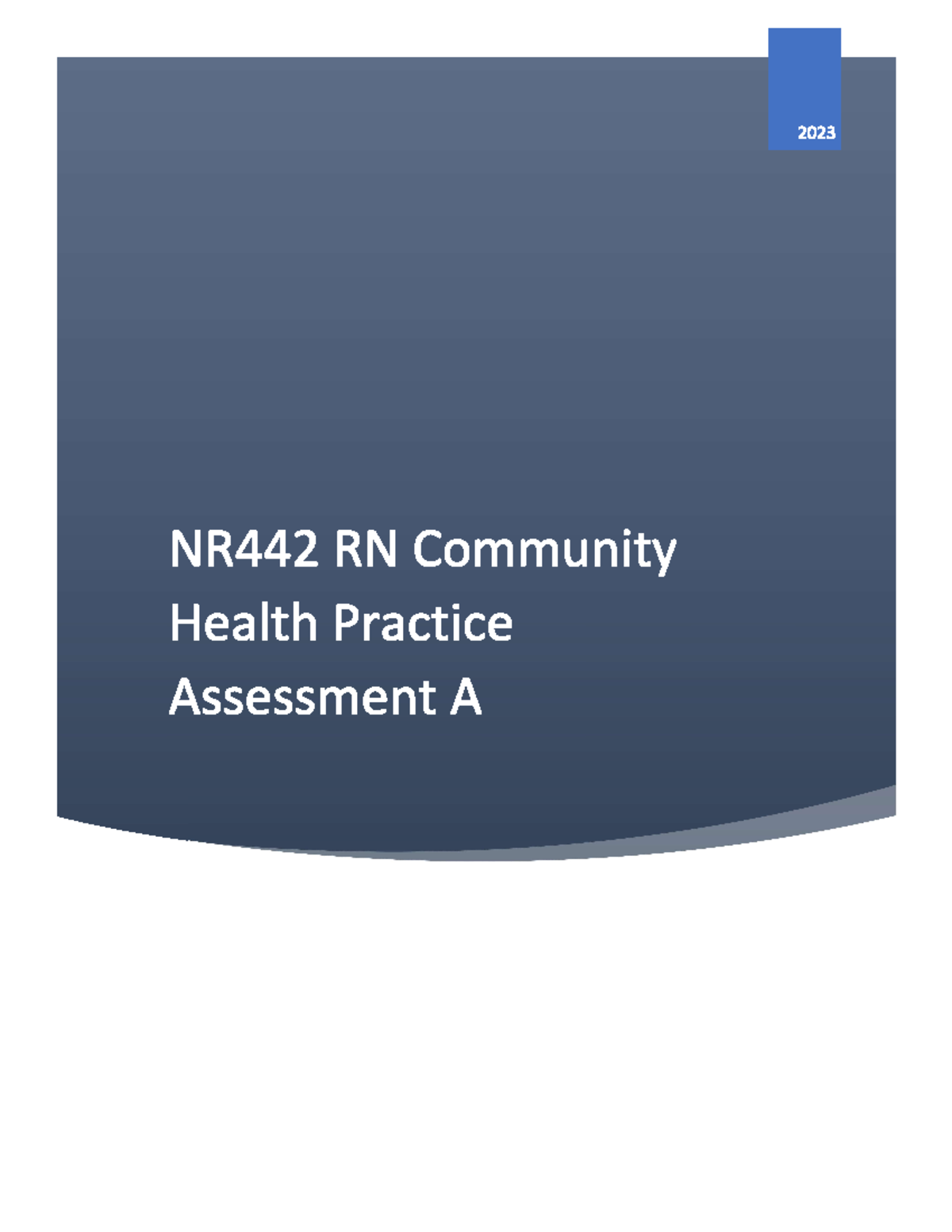 NR442 RN Community Health Practice Assessment A - Fundamentals of ...