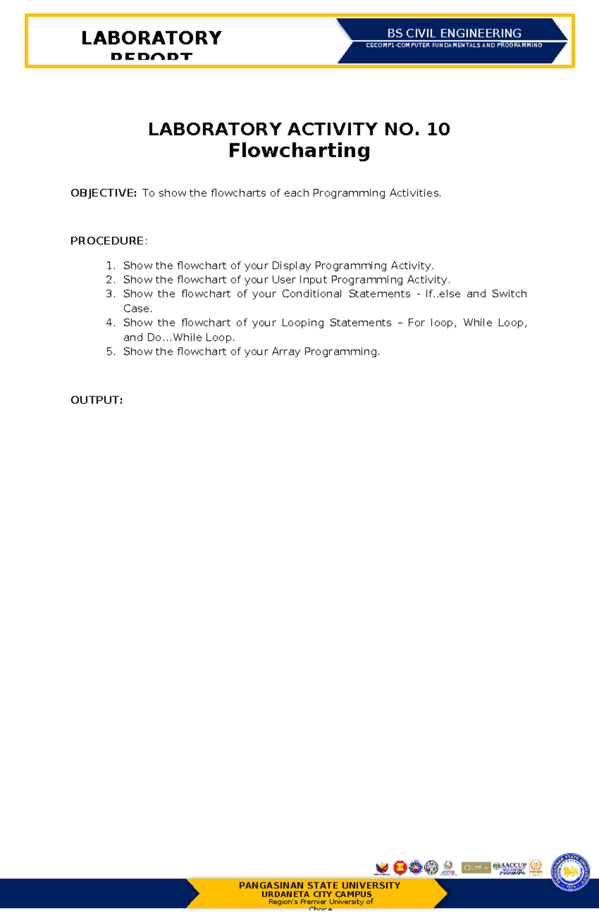 Laboratory Activity 10 - BS CIVIL ENGINEERING LABORATORY CECOMP1-COMPUTER FUNDAMENTALS AND - Studocu