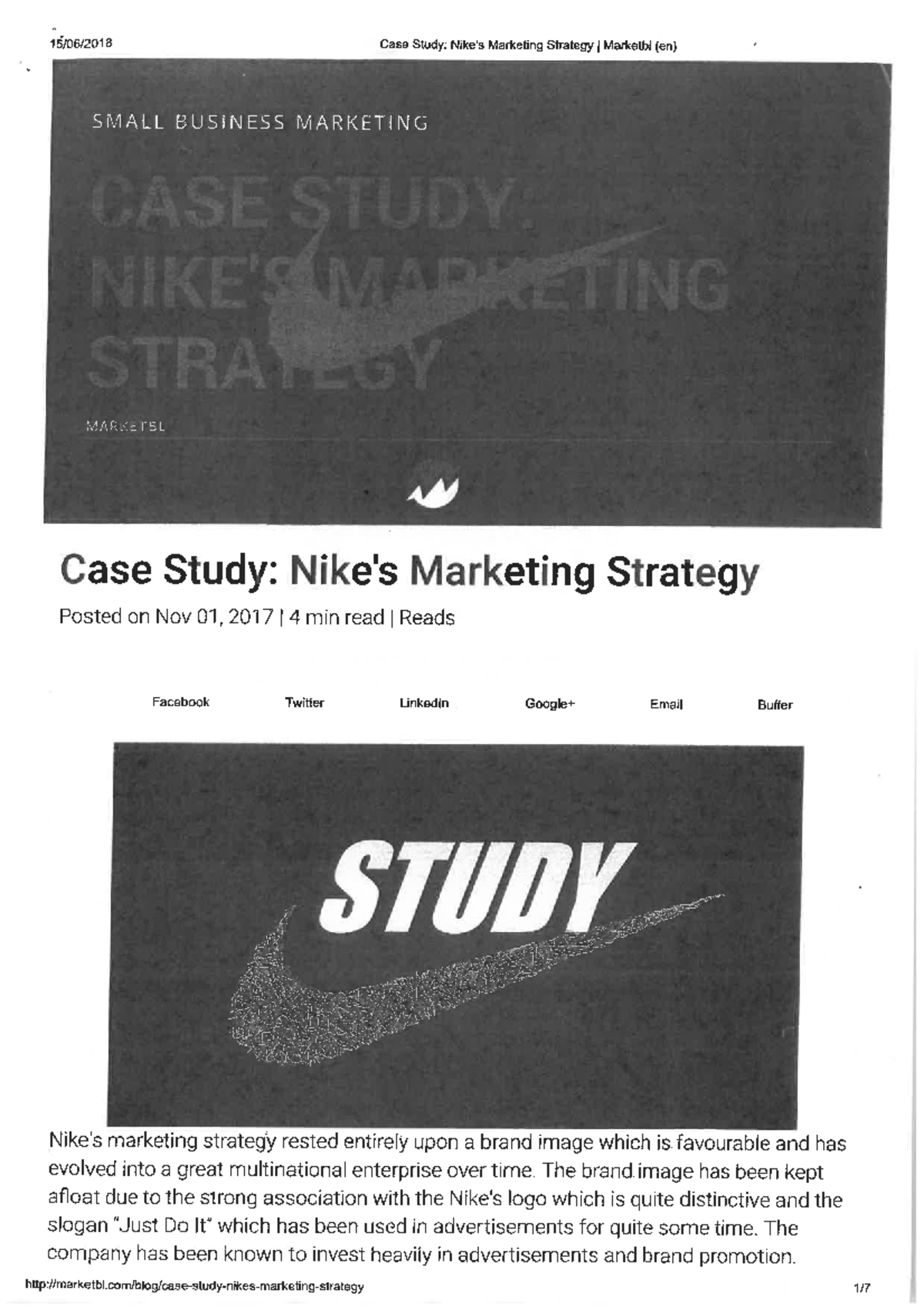 Nike's Marketing - Case Study - Case Study: Marketing Strategy I ...