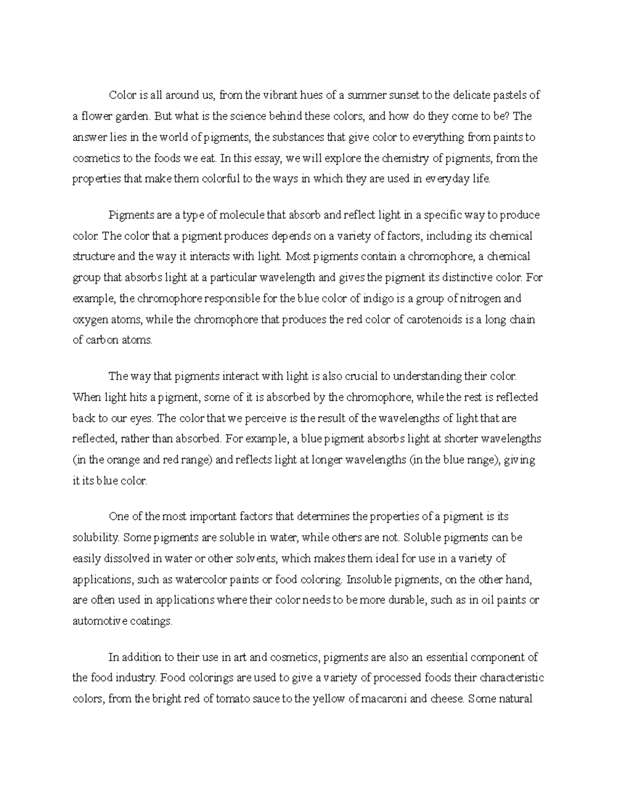The Chemistry of Color Understanding the Science Behind Pigments ...
