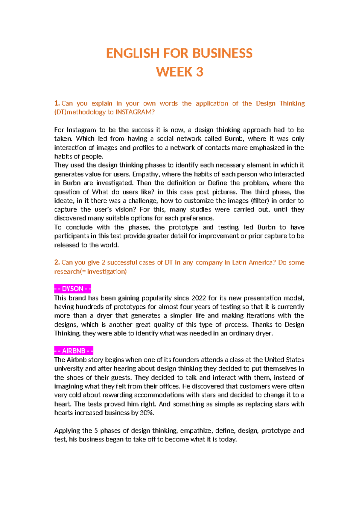 English FOR Business Homework WEEK 03 - ENGLISH FOR BUSINESS WEEK 3 1 ...