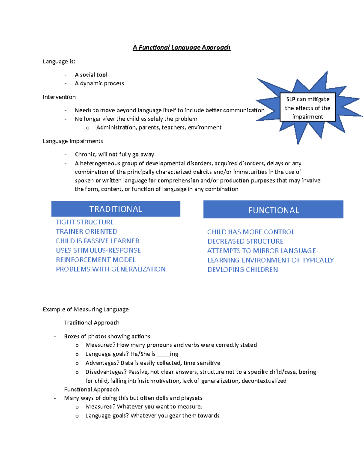 Language Framework Notes - A Functional Language Approach Language is ...