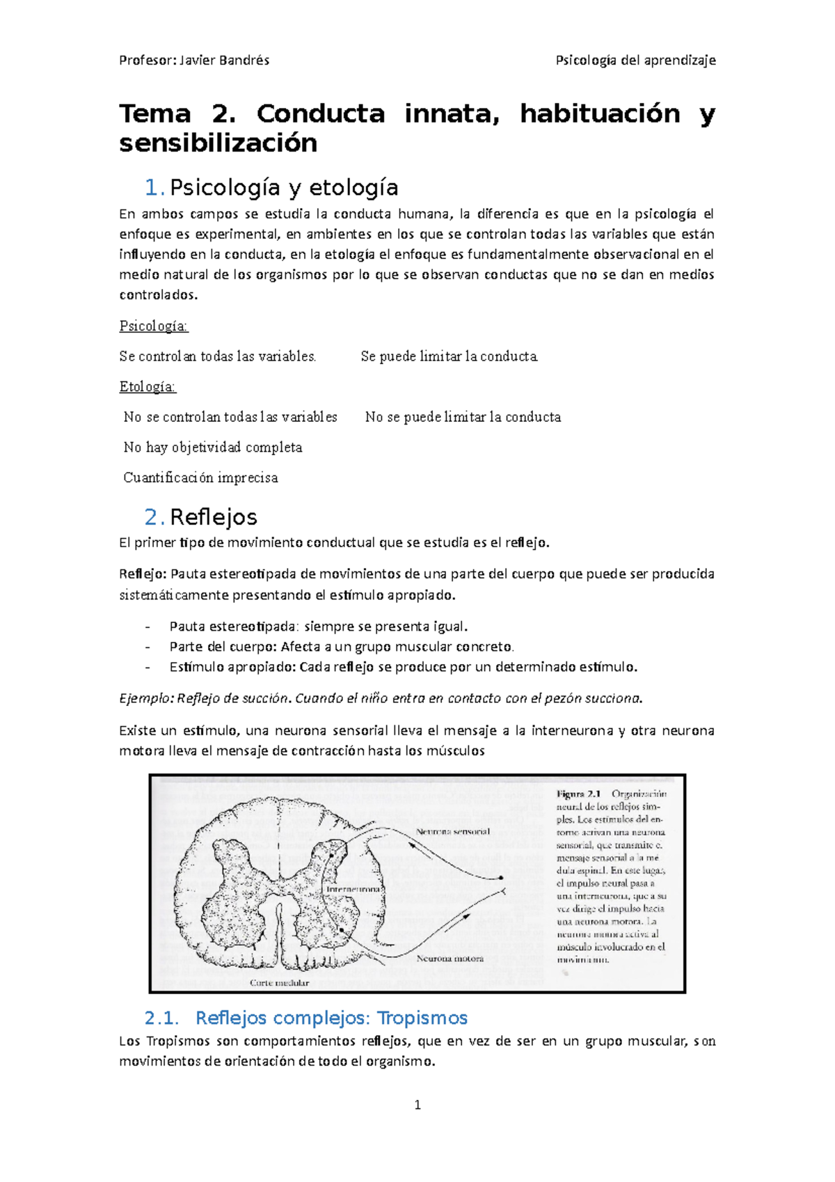 Tema 2 aprendizaje - Tema 2. Conducta innata, habituación y ...