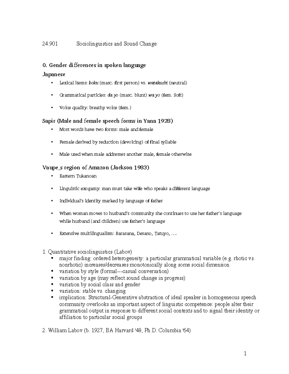 Sociolinguistic variables - 24 Sociolinguistics and Sound Change Gender ...