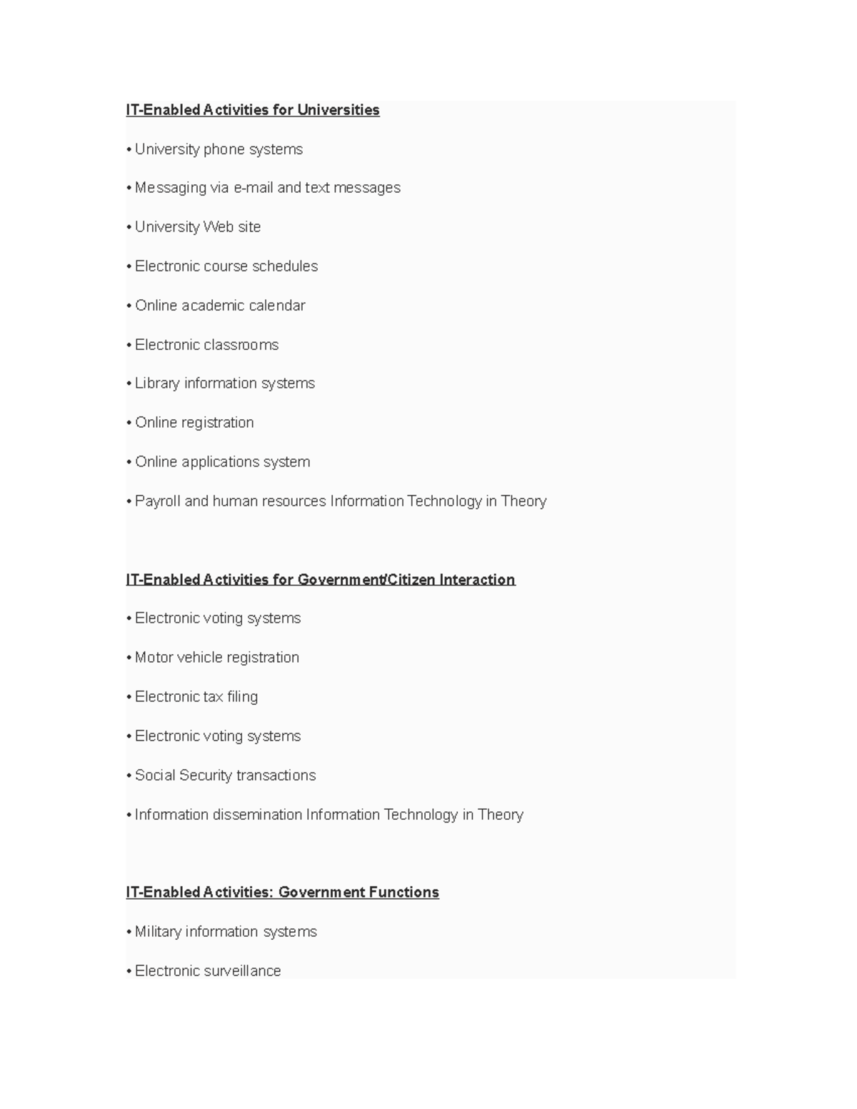 Types of IT II - Lecture notes 1 - IT-Enabled Activities for ...