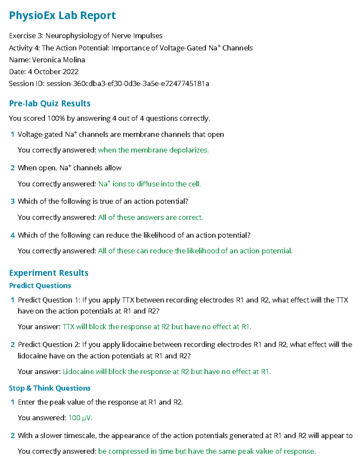 Exercise 3 Activity 4 The action potential: Importance of voltage-gated ...