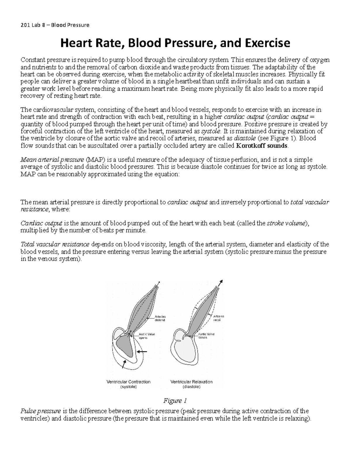 201 Lab 8 – Blood Pressure - 201 Lab 8 – Blood Pressure Heart Rate ...