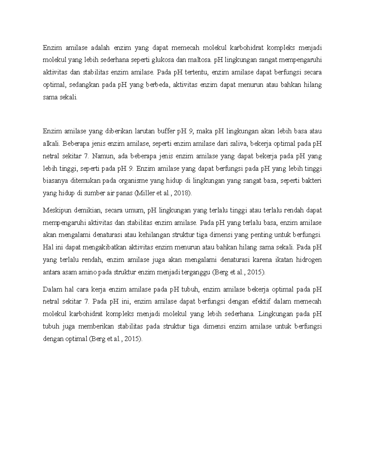 Pengaruh enzim amylase yang diberikan larutan buffer p H 9 - Enzim ...