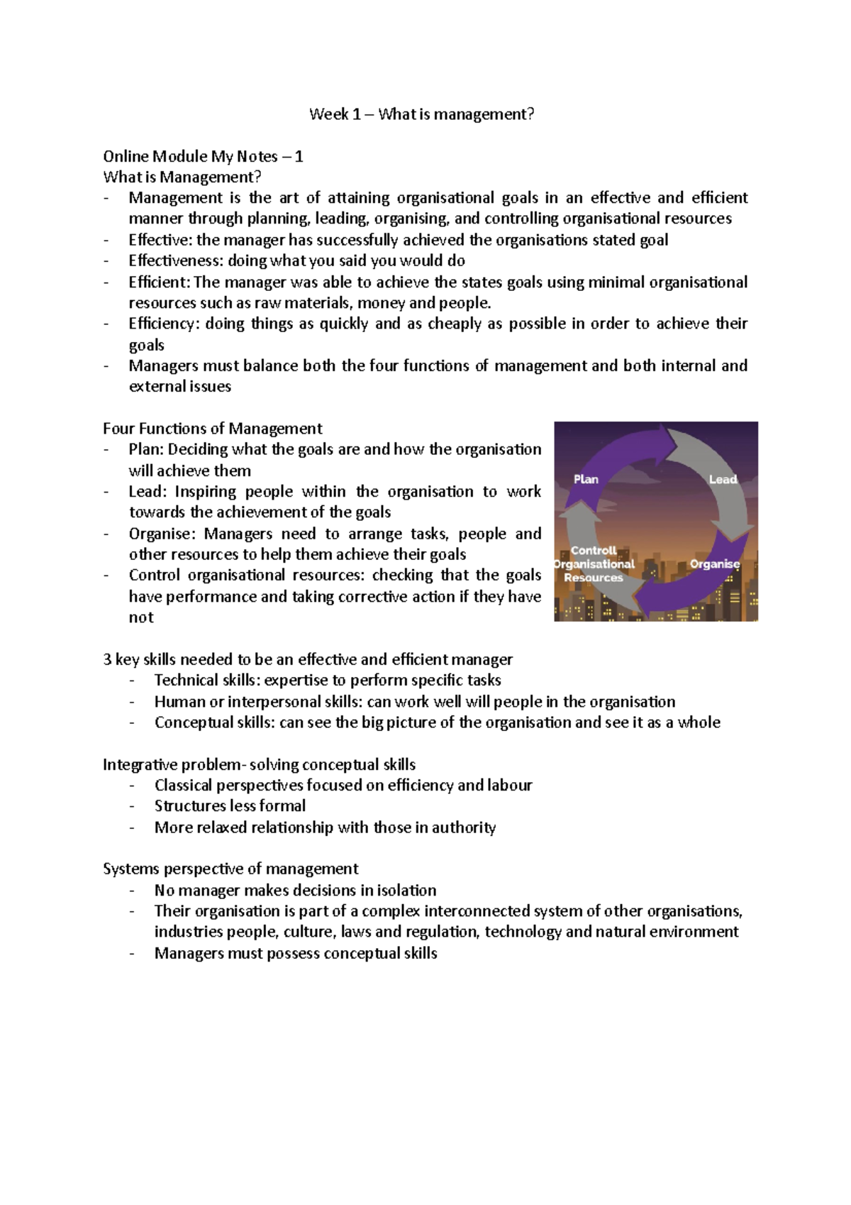 Module 1 - What is Management - Week 1 – What is management? Online ...