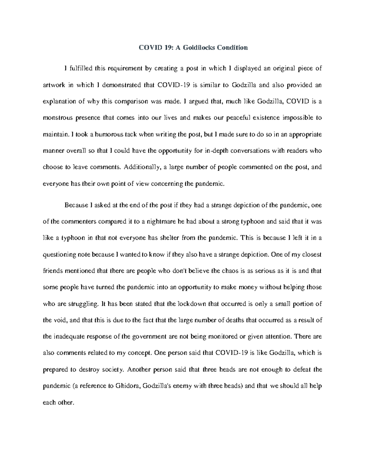 Covid 19A Goldilocks Condition - COVID 19: A Goldilocks Condition I ...
