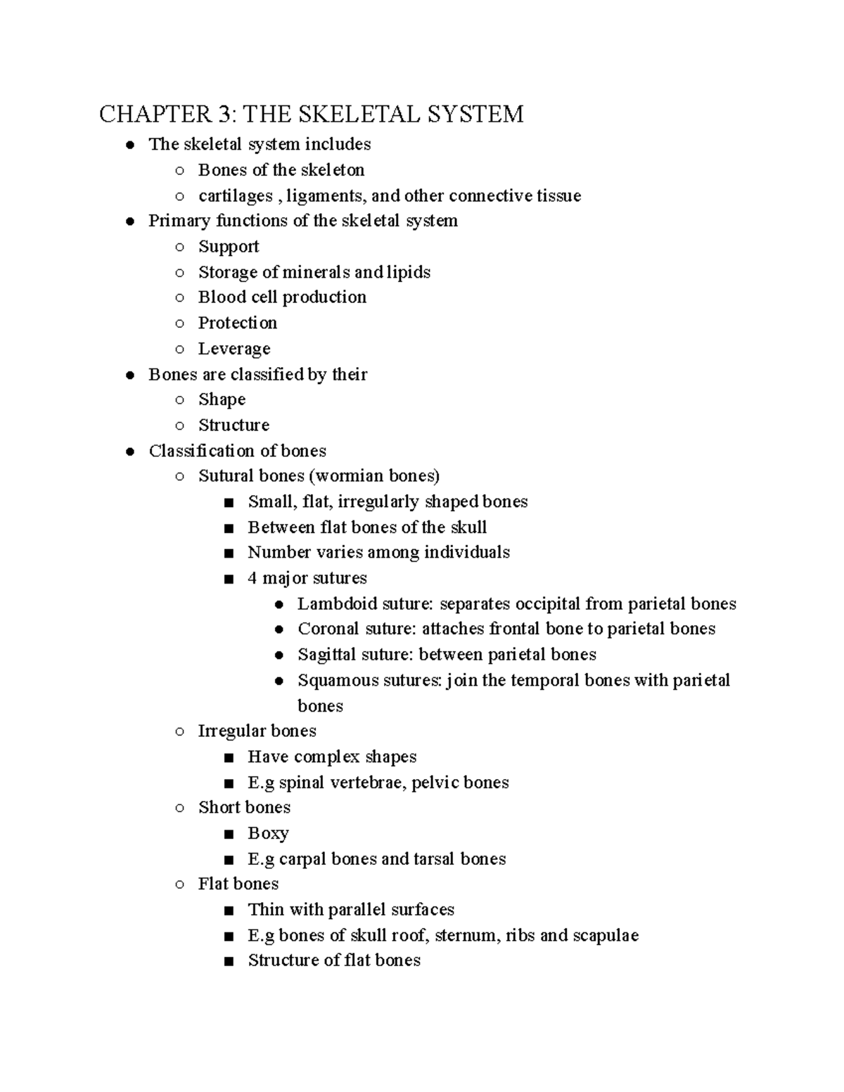 Chapter 3 THE Skeletal System - CHAPTER 3: THE SKELETAL SYSTEM The ...
