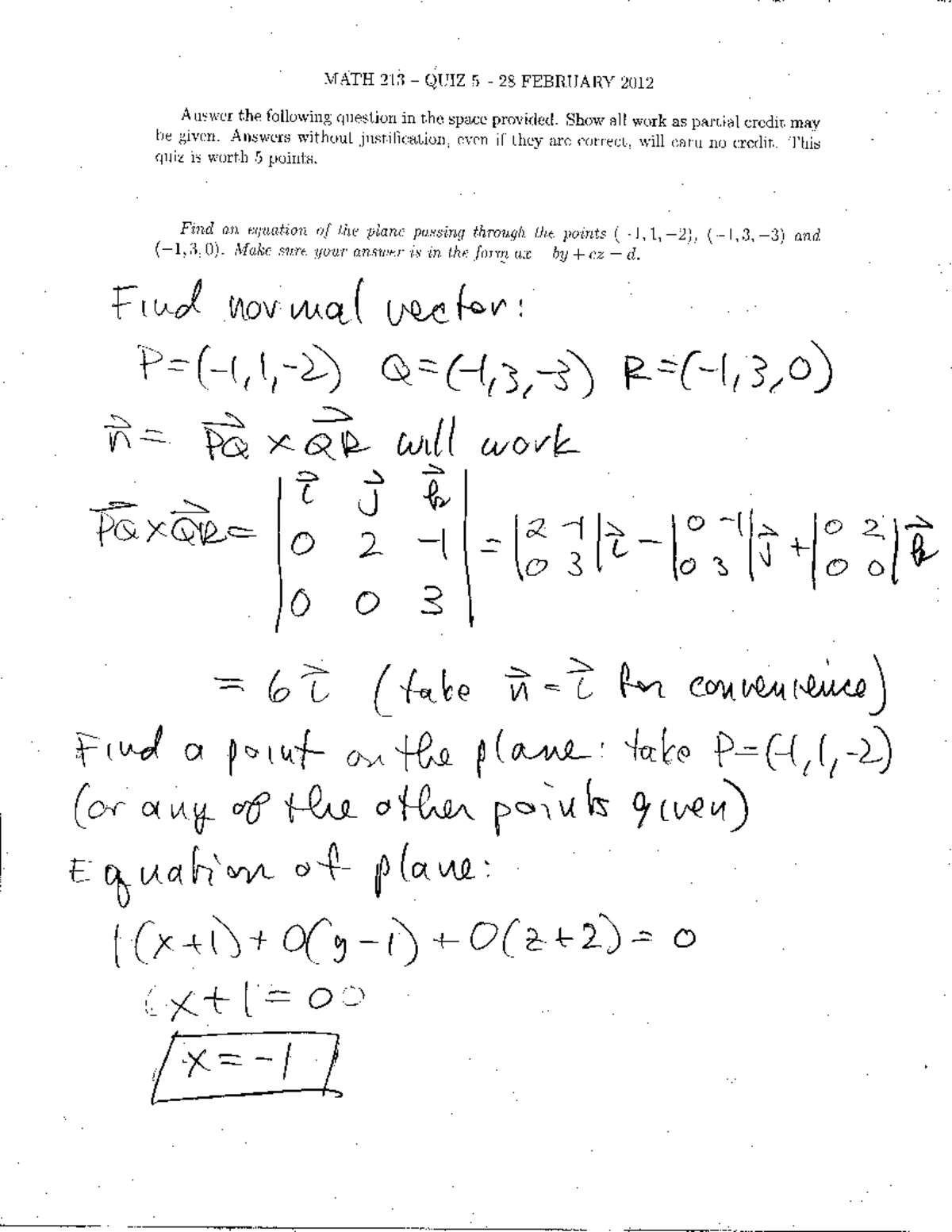 Quiz 5 Questions And Solutions MATH 213 QUIZ 5 28 FEBRUARY 2012