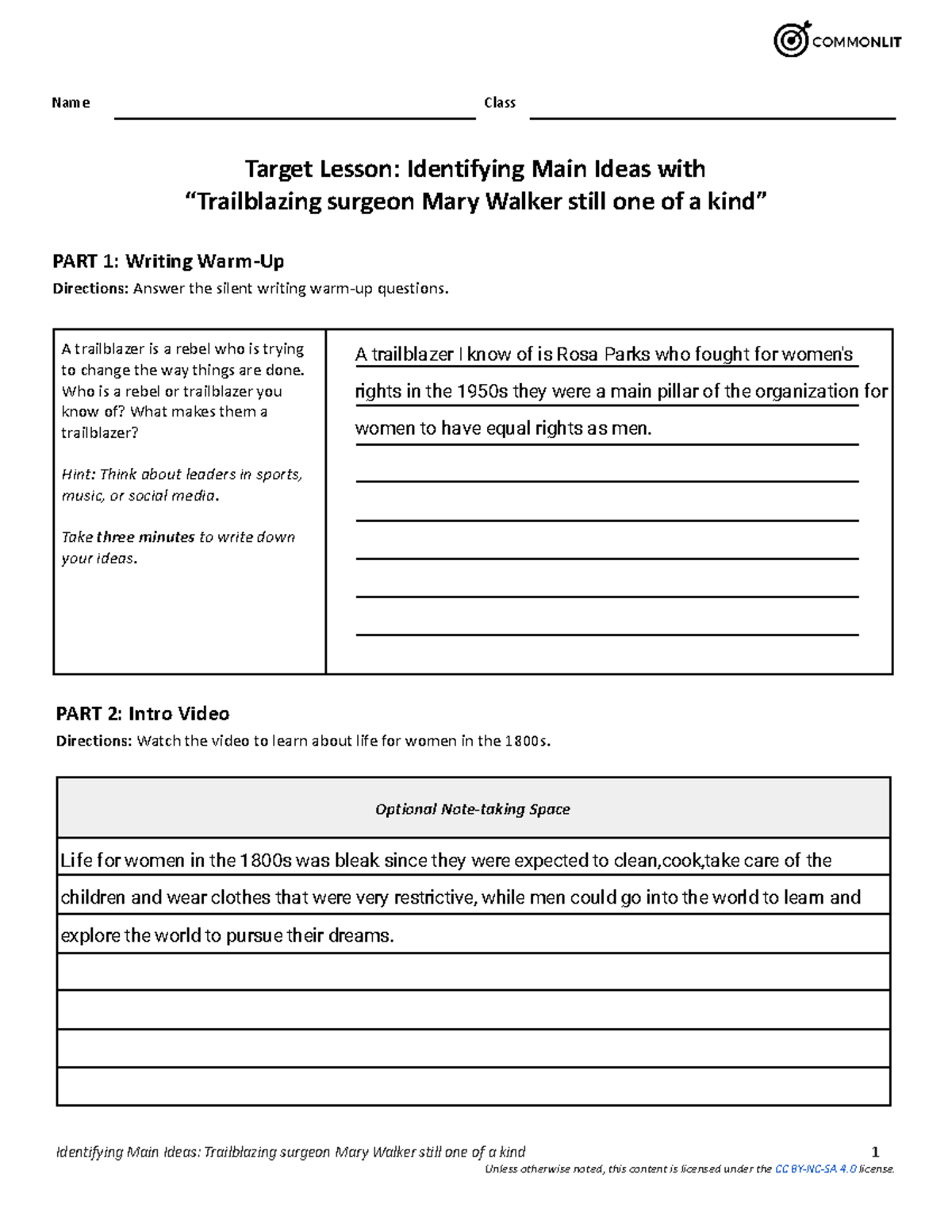 Ethan Lizondro - Kami Export - Trailblazing surgeon Mary Walker... Target Lesson Student Copy ...