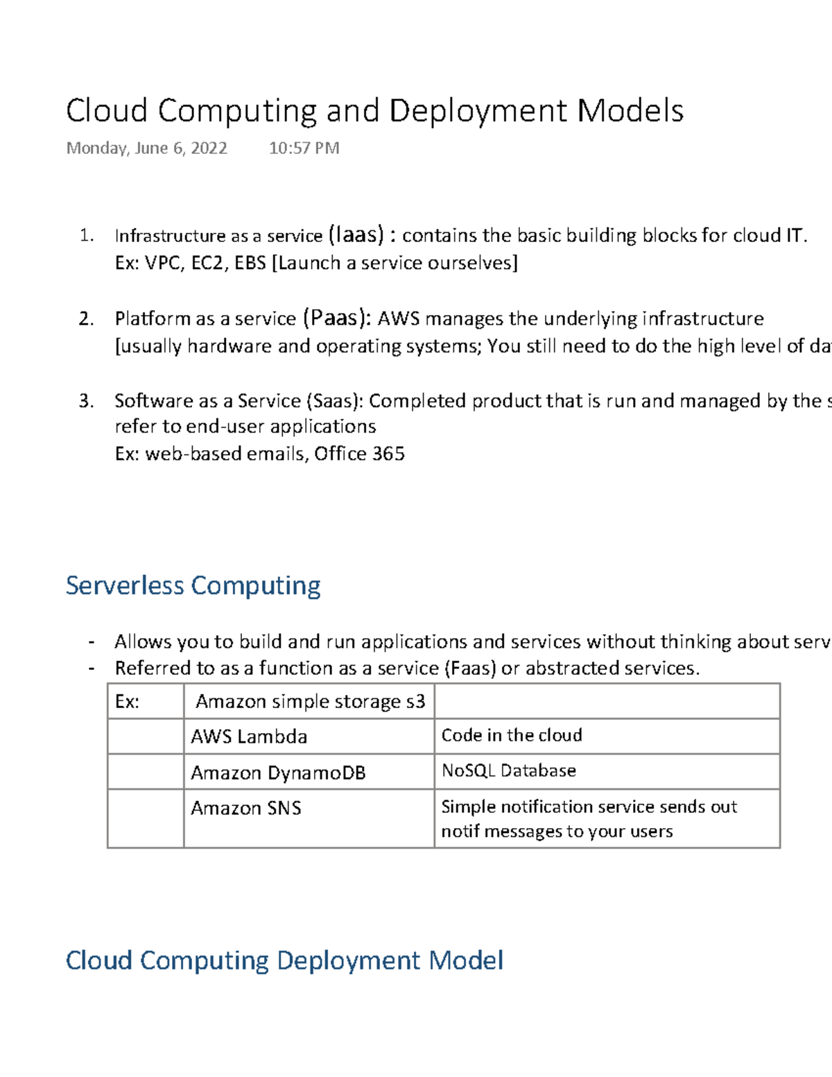 Cloud Computing and Deployment Models - 1. Infrastructure as a service ...