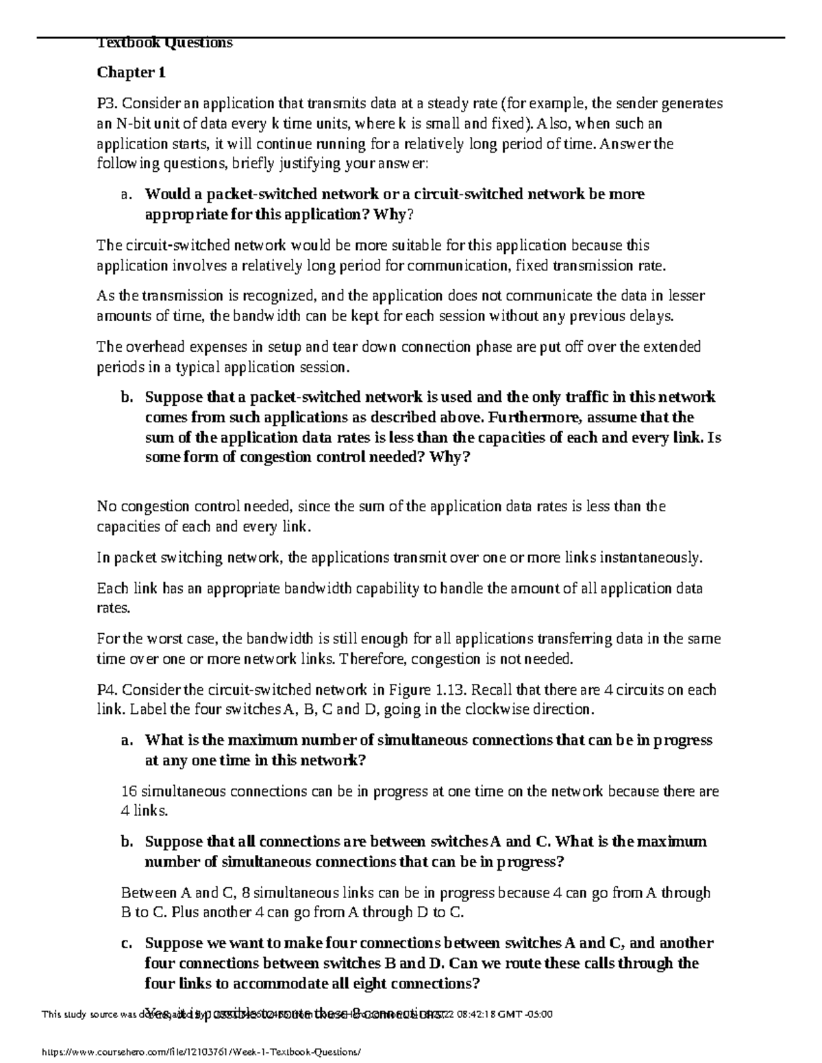 Week 1 Textbook Questions - Textbook Questions Chapter 1 P3. Consider ...