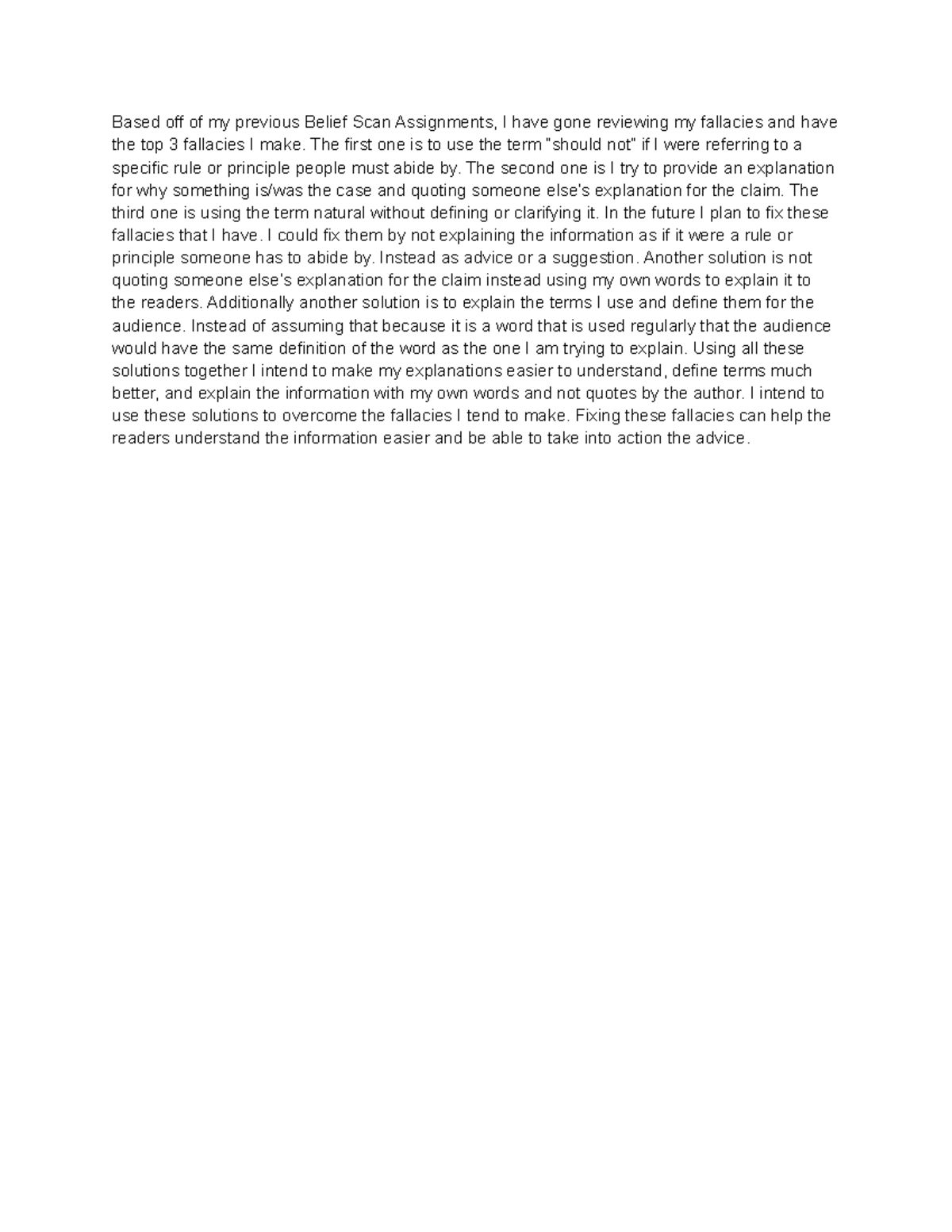 M8A3 - PHI1103 - Based off of my previous Belief Scan Assignments, I ...