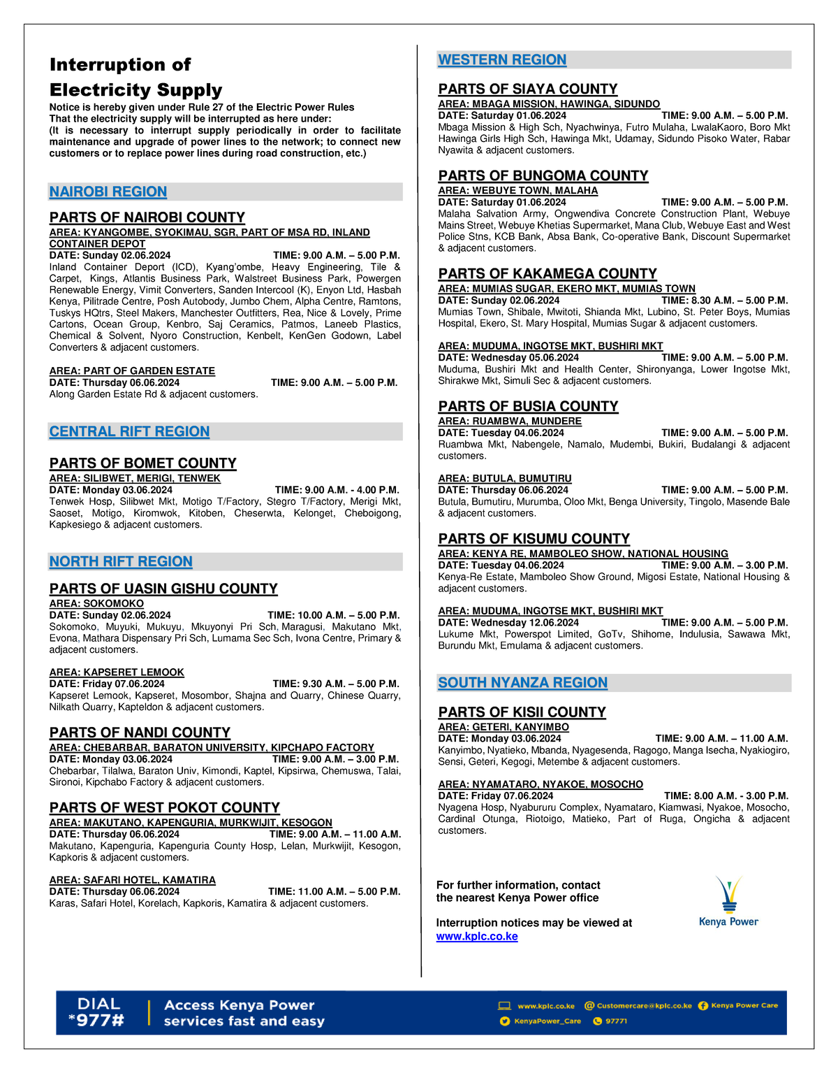 Power Maintenance Notice - 30 - Interruption of Electricity Supply ...