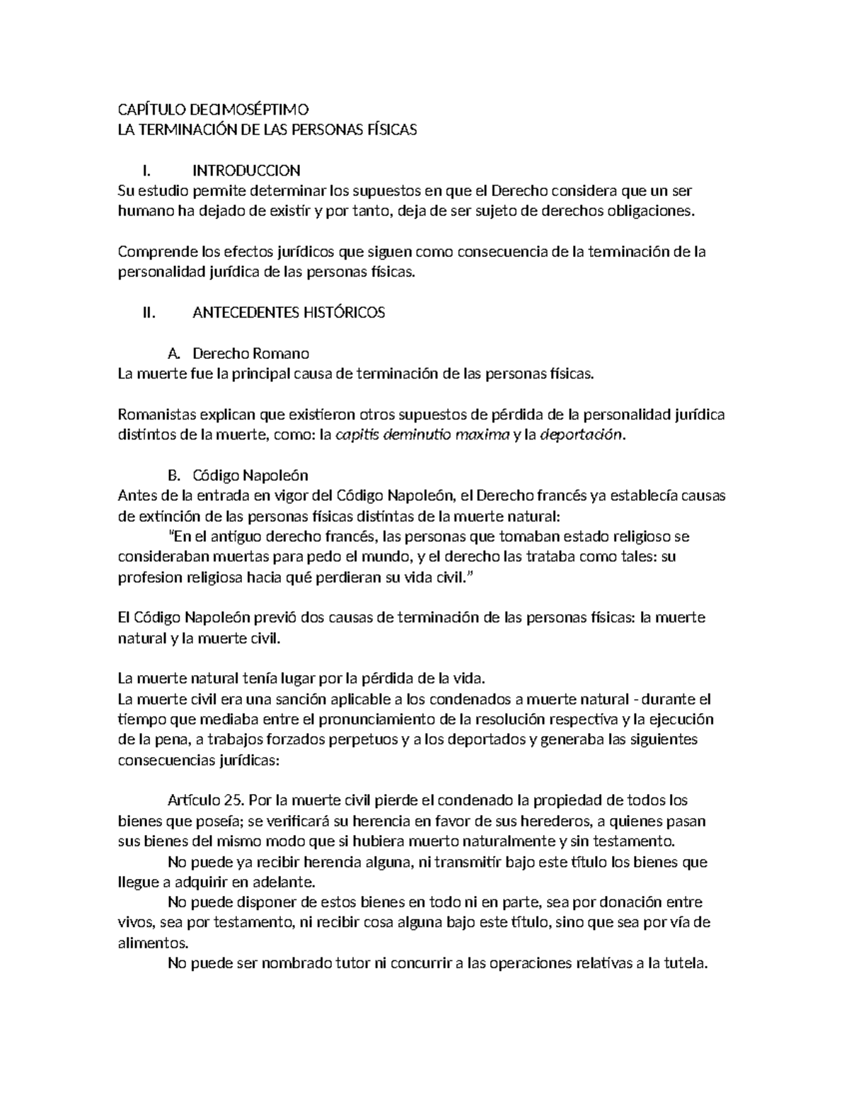 CAPÍTULO Decimosé Ptimo. Personas Morales - CAPÍTULO DECIMOSÉPTIMO LA TERMINACIÓN DE LAS ...