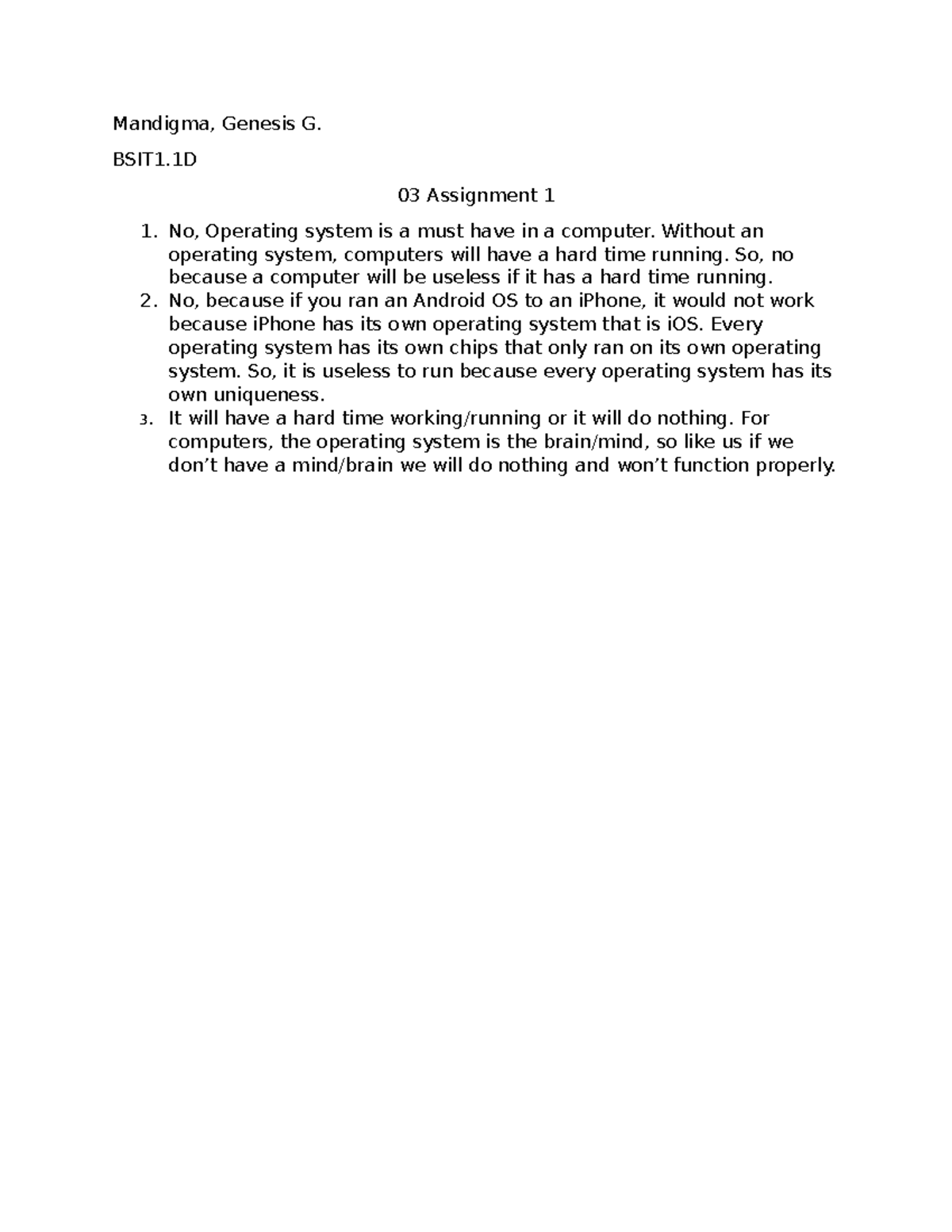 03 Assignment 1 Intro Com - Mandigma, Genesis G. BSIT1 03 Assignment 1 ...