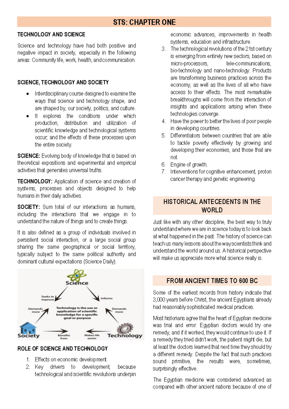 1 GED 109 - Chapter ONE - ... - STS: CHAPTER ONE TECHNOLOGY AND SCIENCE Science and technology ...