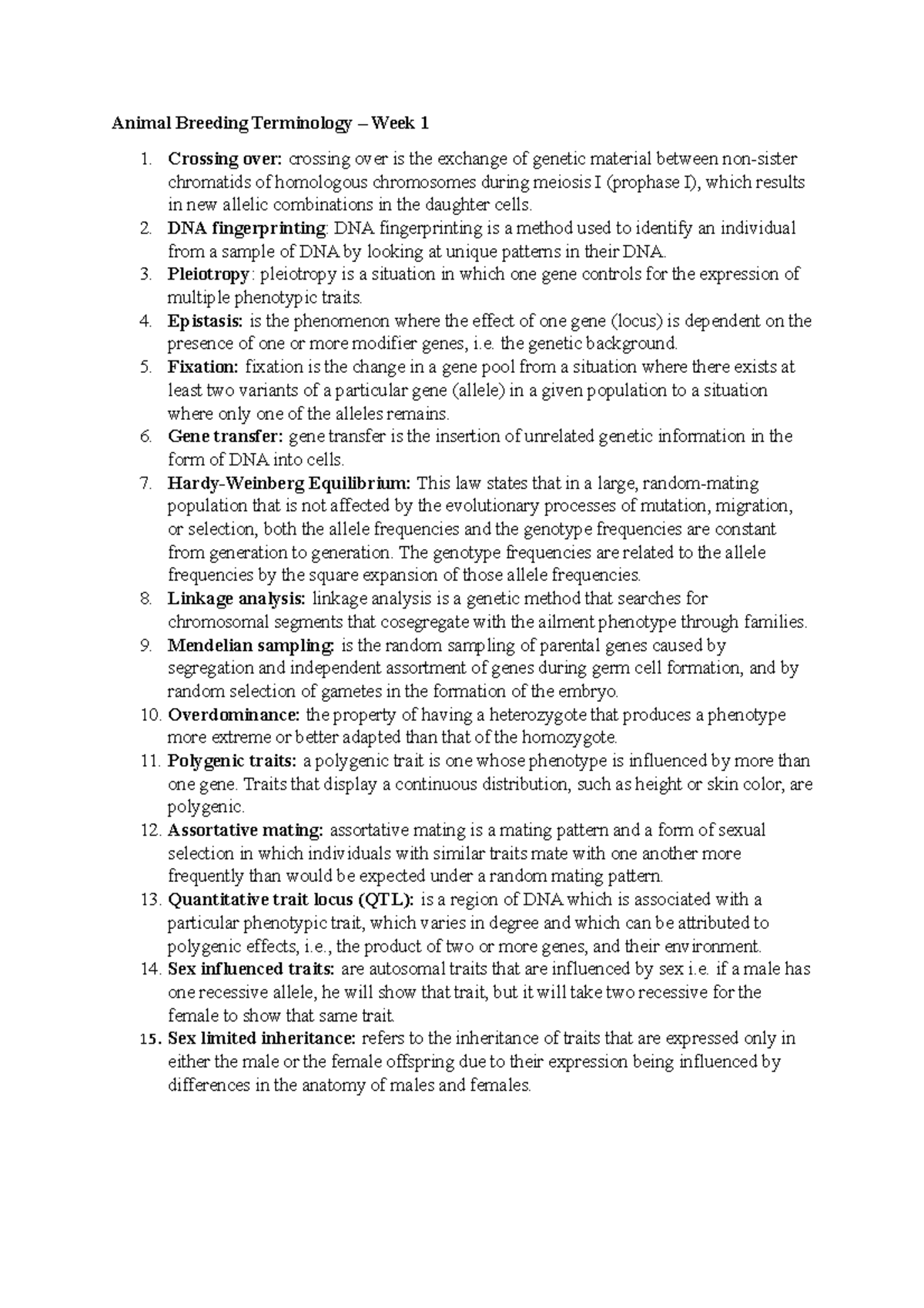 Animal Breeding Terminology Week 1 - Animal Breeding Terminology – Week ...