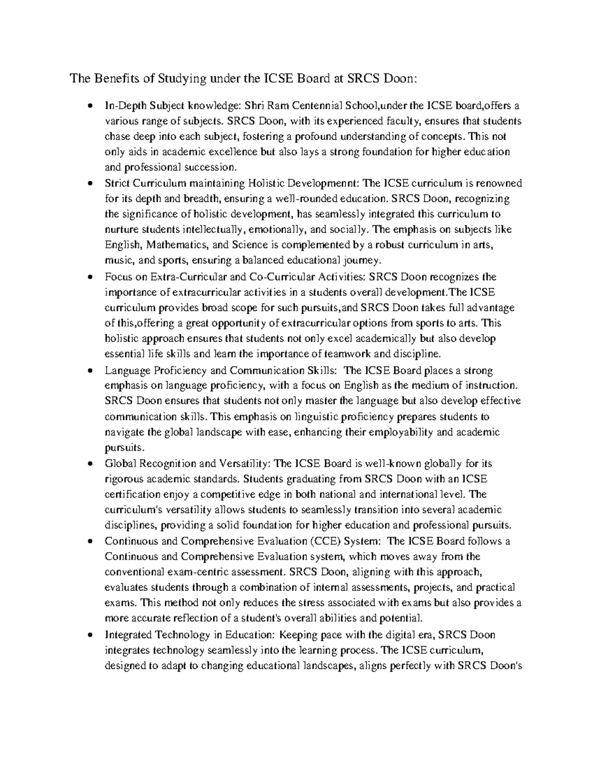 Benefits of the CSRS Doon - The Benefits of Studying under the ICSE ...