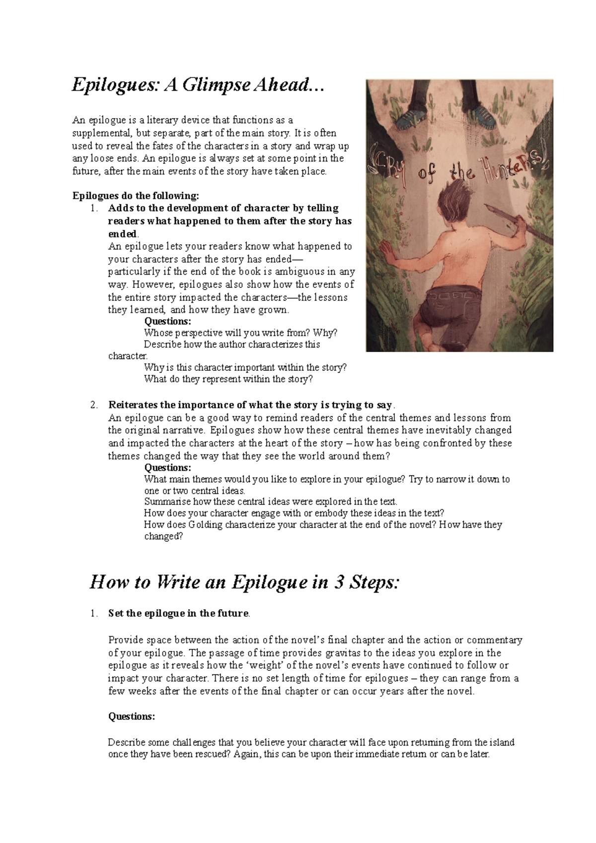 Epilogues - scaffold - Epilogues: A Glimpse Ahead... An epilogue is a ...