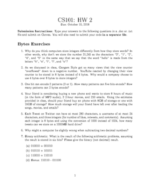 Homework 01 - hw1 - CS101: HW 1 Due: October 3, 2018 Submission ...
