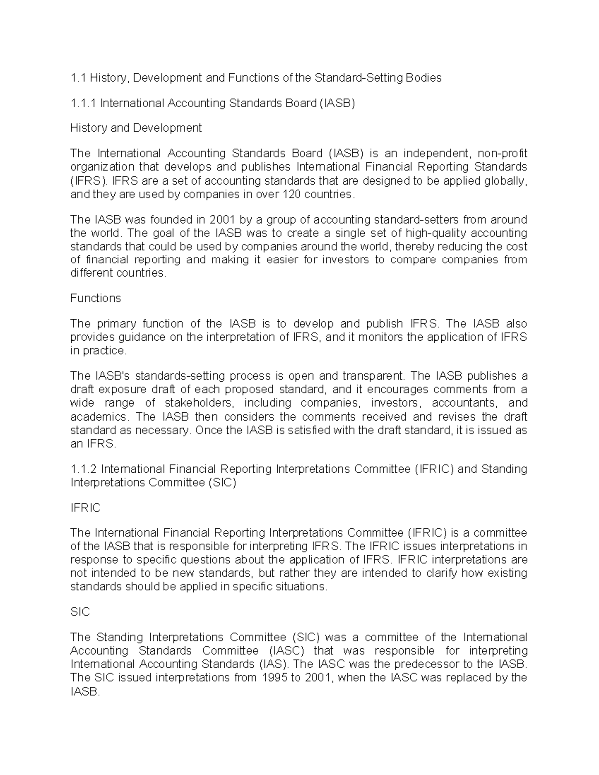 Development of Financial Reporting Framework, Standard-Setting Bodies ...