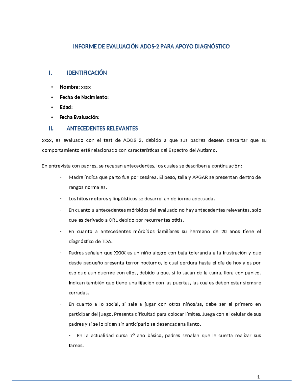 ADOS2 M3 para compartir - INFORME DE EVALUACIÓN ADOS-2 PARA APOYO ...