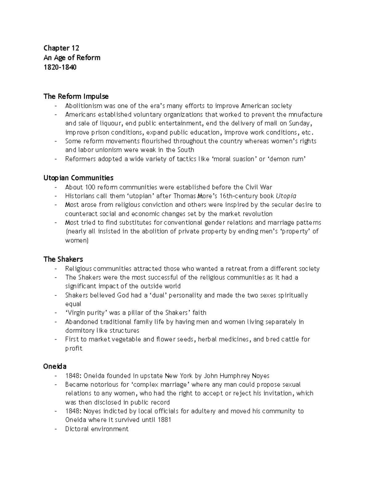 Give Me Liberty ch. 12 notes - Chapter 12 An Age of Reform 1820- The ...