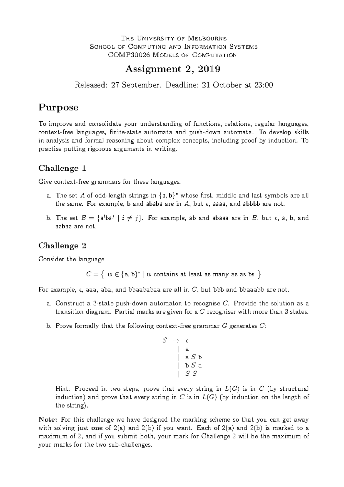 Asg2 - assignment 1 - The University of Melbourne School of Computing and Information Systems ...